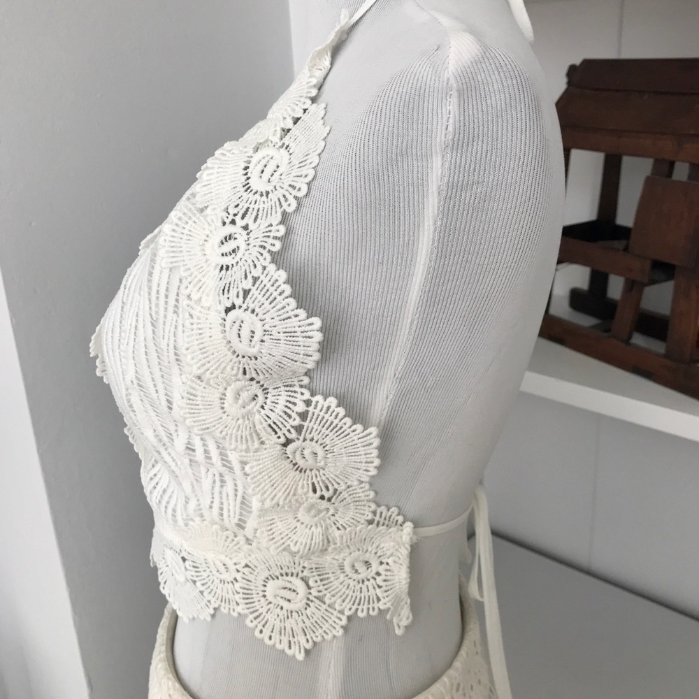 White Lace Halter Top Gem